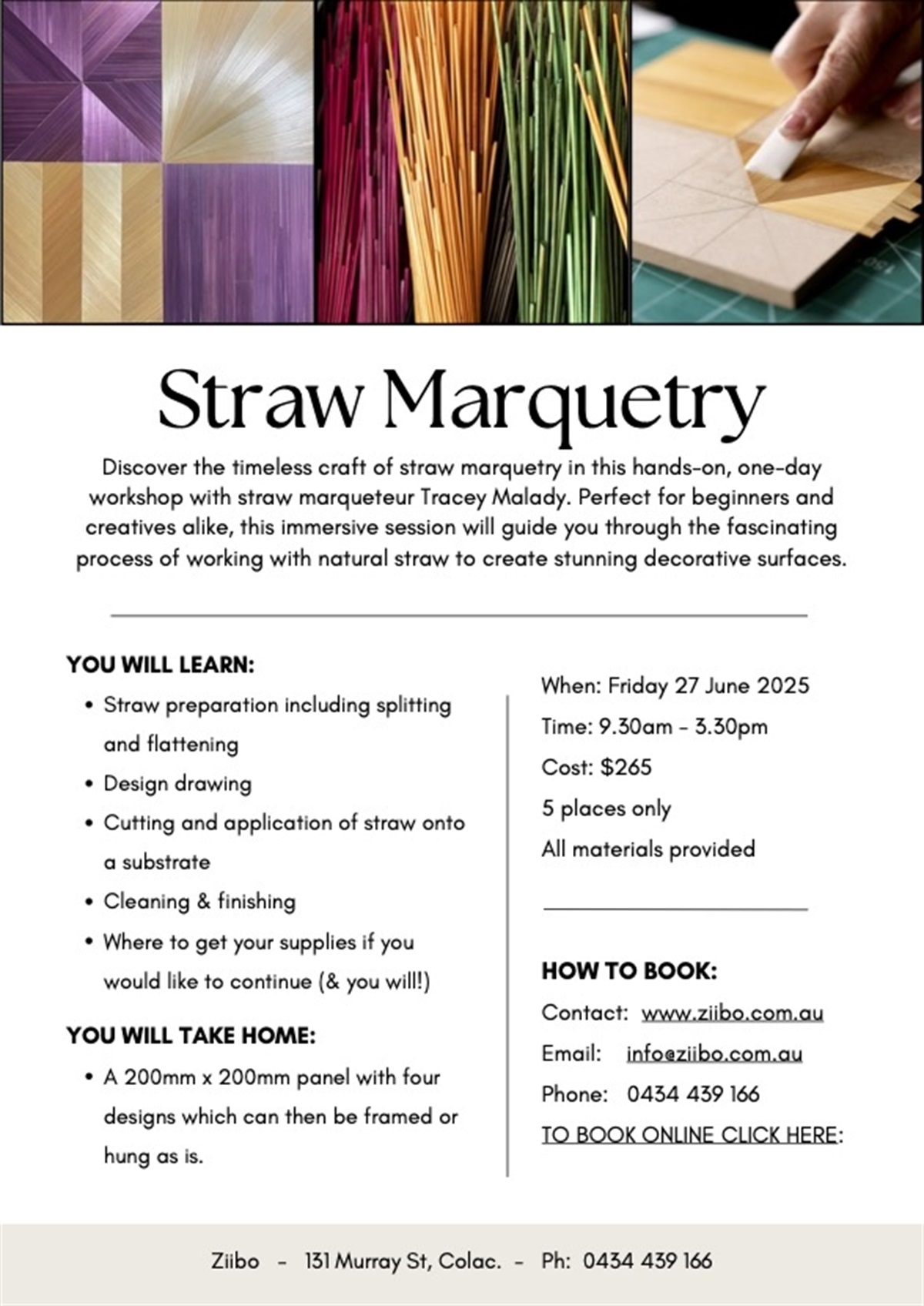 Straw Marquetry Workshop - Introduction - Colac Otway Shire